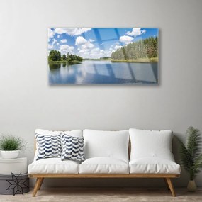 Obraz na skle Jezero Les Krajina 100x50 cm