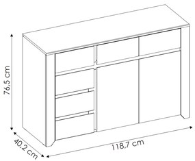 Sconto Komoda ANGEL 42 dub craft bílý