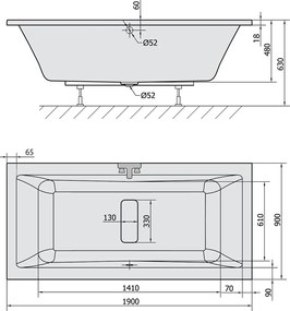 Polysan Marlene Slim 190 x 90 cm 71607S vana obdélníková akrylátová