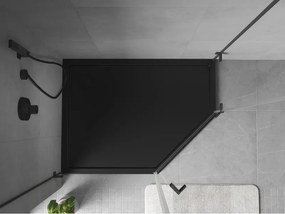 Mexen Flow, pětiúhelníková sprchová vanička slim 100 x 90 cm, levá, černá matná - 46P709010L