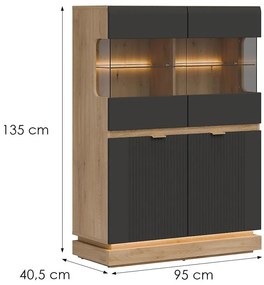 Vitrína nízká Milton ML04 dub crem torro antracit