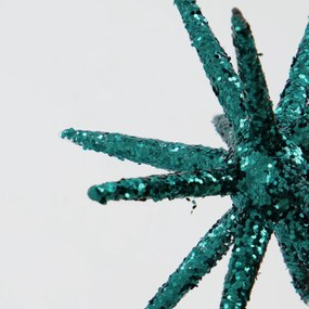 House Doctor Skleněná vánoční ozdoba Spike Green Glitter 7,5 cm, zelená barva, sklo