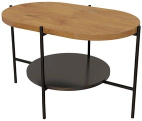 Konferenční stolek oválný GLADYS - černý / dekor dub