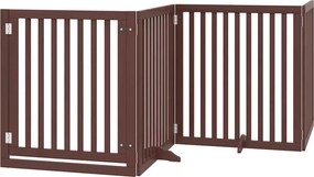 Zábrana pro psy s dvířky skládací 8 panelů hnědá 640 cm topol 3155694