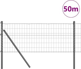 Euro plotové kotvení 50 x 0,6 m Ocel potažená PVC Šedá Síťovina 3350431