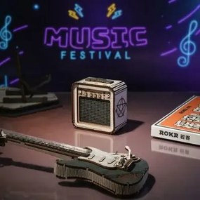 RoboTime dřevěné 3D puzzle Elektrická kytara / od 8 let / 140 dílků /