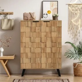Aosom Moderní botník s 5 přihrádkami, geometrický vzor dřeva, do předsíně a vstupní haly, 80,5 x 35 x 109,5 cm, přírodní barva