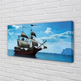 Obrazy na plátně Loď oblohy zataženo mořská 100x50 cm