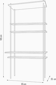 Regál s psacím stolem DECO, 185x85x35/52,5 cm