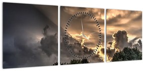 Obraz mračen a lesa (s hodinami) (90x30 cm)