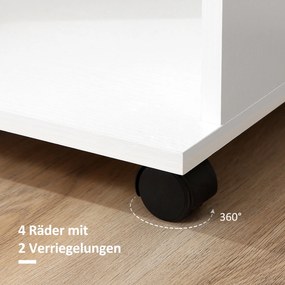 HOMCOM Skříň na oblečení na kolečkách s otevřenými policemi, organizér na zavěšení oblečení v ložnici 80x40x128cm Bílá
