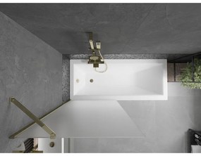 Mexen Next, vanová zástěna 1-křídlová 80 x 150 cm, fixní křídlo, 6 mm námraza sklo, zlatý profil, 895-080-000-00-30-50