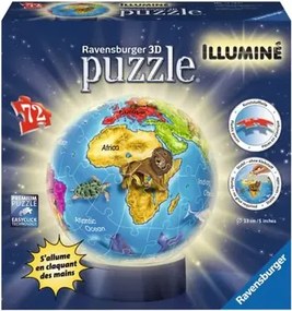 RAVENSBURGER 3D puzzleball Svítící globus / 72 dílků / LED podsvícení