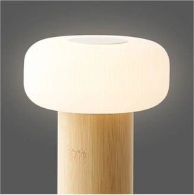 Bílá/v přírodní barvě bambusová stolní lampa s plastovým stínidlem (výška 18 cm) Stafford – House Nordic