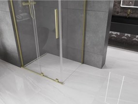 Mexen Velar L, sprchový kout s posuvnými dveřmi 100 x 80 cm, 8mm čiré sklo, zlatá matná, 871-100-080-03-55
