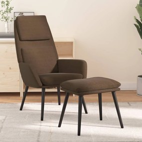 Relaxační křeslo se stoličkou hnědé textil 3097771