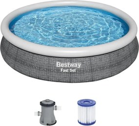 Bestway Bazén Fast Set vč. čerpadla a kartuše, vzhled ratanu, pr. 366x76 cm (GS)