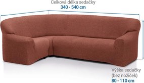 Super strečové potahy  RUBINIA cihlová rohová sedačka (š. 340 - 540 cm)