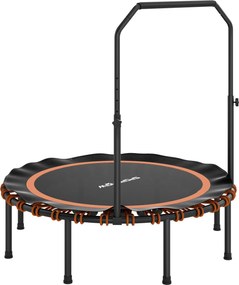 Fitness trampolína s nastavitelným zábradlím, sportovní trampolína pro vnitřní i venkovní použití, ocel, plast, oranžová barva