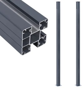 Plotové sloupky tmavě šedé 2 ks 185 cm hliník 148986