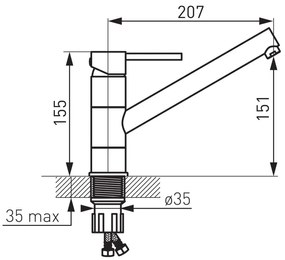 F-Design Flusso, stojánková dřezová baterie, chrom lesklý, FD1-FLS-4-11