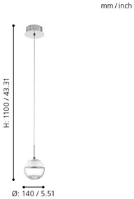 Eglo 93708 - LED závěsné svítidlo MONTEFIO 1 1xLED/5W/230V