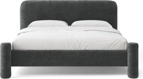 Tmavě šedá čalouněná dvoulůžková postel s roštem 180x200 cm Vera – Micadoni