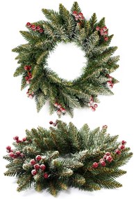 TRENDIE Vánoční věnec PREMIUM zasněžený s jeřabinou 40 cm
