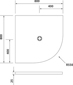 Polysan Polysan, FLEXIA sprchová vanička z litého mramoru čtvrtkruh, s možností úpravy rozměru, 80x80x2, 5cm, R550, 91171