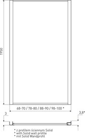 Novoterm Pevná boční stěna NV-Solid SC BL 70, černá/transparent - bez vaničky