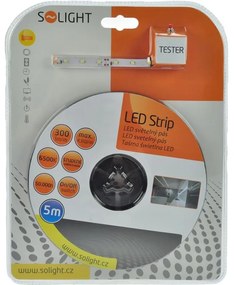 SOLIGHT LED pásek s testrem, 5m, sada s 12V adaptérem, 4.8W/m, IP20, 6500K denní modrá