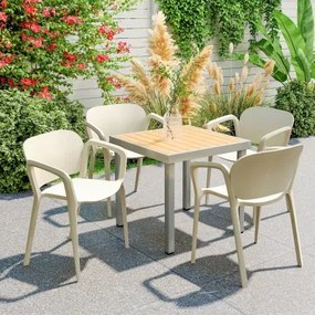 Outsunny zahradní židle 4ks, odolné vůči počasí, zahradní židle z plastu, stohovací židle s opěrkami rukou, opěradlo nosnost až 120 kg 84G-748V00WT