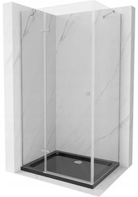 Mexen Roma sprchový kout s otočnými dveřmi 120 x 90 cm, Průhledné, Chromovaná + sprchová vanička Flat, Černá - 854-120-090-01-00
