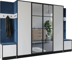 Šatní skříň EDEN 17 bílý + modrý Vzor 1