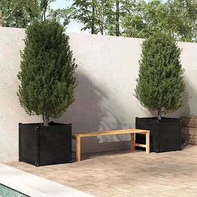 810567 vidaXL Zahradní truhlíky 2 ks černé 60 x 60 x 60 cm masivní borovice