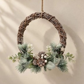 Věnec na dveře se šiškami a větvičkami, přírodní, Ø 25 cm