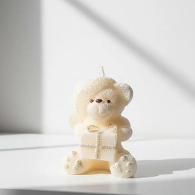 Parafínová svíčka TEDDY 15 cm krémová