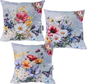 Sada 3 ks povlaků na polštářky SPRING FLOWERS 45 x 45 cm
