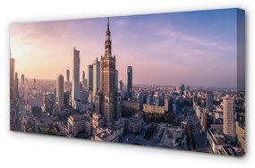 Obrazy na plátně VARŠAVA Sunrise mrakodrapy panorama 125x50 cm
