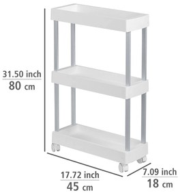 Úzký regál na kolečkách do koupelny nebo kuchyně MINO, 3 police, WENKO