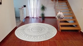 Hanse Home, Kusový koberec Twin-Wendeteppiche 103143 creme grau kruh – na ven i na doma, 200x200 (průměr) kruh, šedá, chodba / předsíň