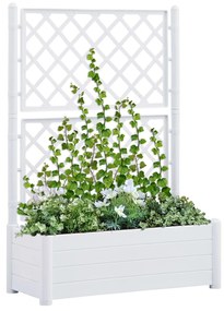vidaXL Zahradní truhlík s treláží 100 x 43 x 142 cm PP bílý