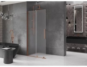 Mexen Velar, sprchová zástěna s posuvnými dveřmi Walk-in 100 x 200 cm, 8mm sklo námraza, růžové zlato, 871-100-000-33-60
