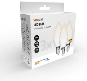 ECOLUX LED žárovka 3-pack, svíčka, 6W, E14, 3000K, 450lm, 3ks
