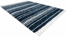 Kusový koberec Shaggy Pruhy modrý 140x190cm