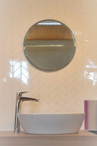 AMIRRO Zrcadlo na zeď dveře chodbu do pokoje ložnice koupelny předsíně kulaté nástěnné závěsnéOPAL kruh Ø 45 cm s fazetou 10 mm 404-500