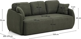 Tmavě zelená žinylková rozkládací pohovka 218 cm Laira – Kave Home