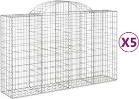 Klenuté gabionové koše 5 ks 200x50x120/140cm pozinkované železo 3146344