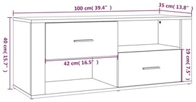 TV skříňka lesklá bílá 100x35x40 cm kompozitní dřevo
