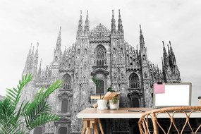 Samolepící fototapeta Milánská katedrála v černobílém - 225x150 cm